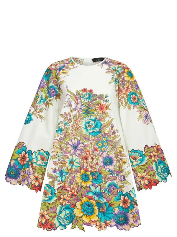 Etro Floral-print Cotton Minidress - White