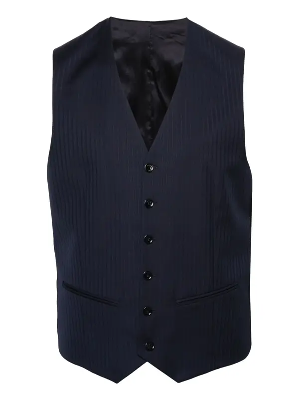 FURSAC Striped Virgin Wool Waistcoat - Blue