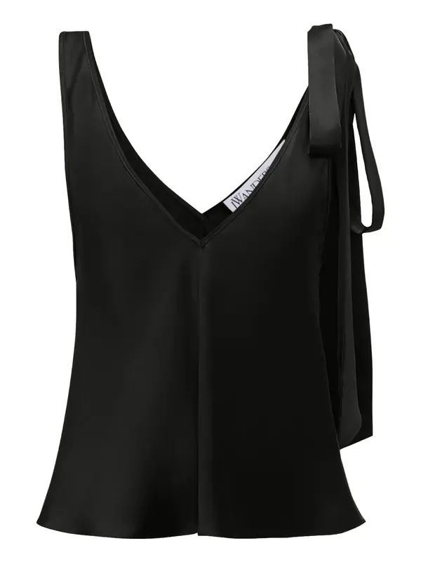 JW Anderson Tie-shoulder Silk Vest Top - Black