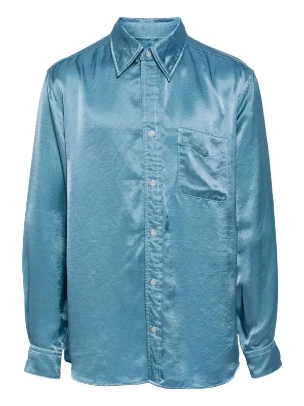 Toga Long-sleeved Satin Shirt - Blue