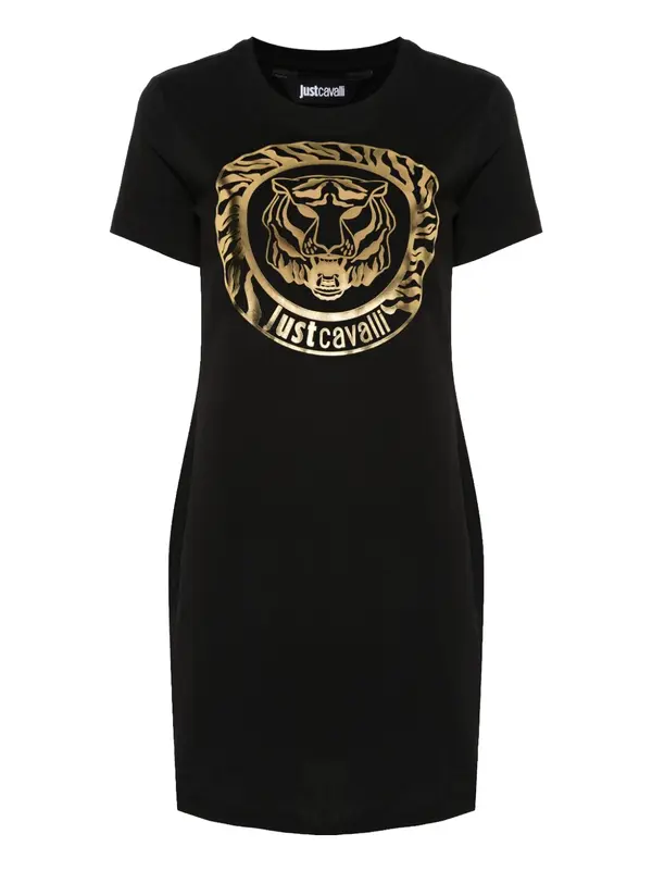 Just Cavalli Tiger Head-print T-shirt Dress - Black