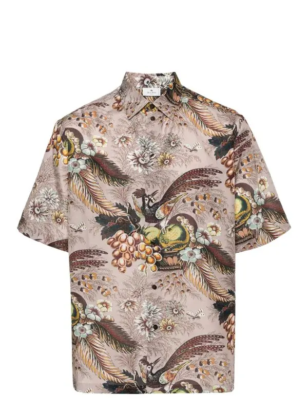 Etro Floral-print Bowling Shirt - Pink