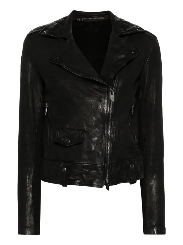 SALVATORE SANTORO Leather Biker Jacket - Black