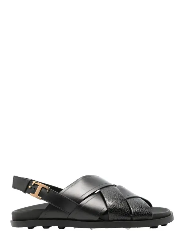 TOD'S Logo-buckle Leather Sandals - Black