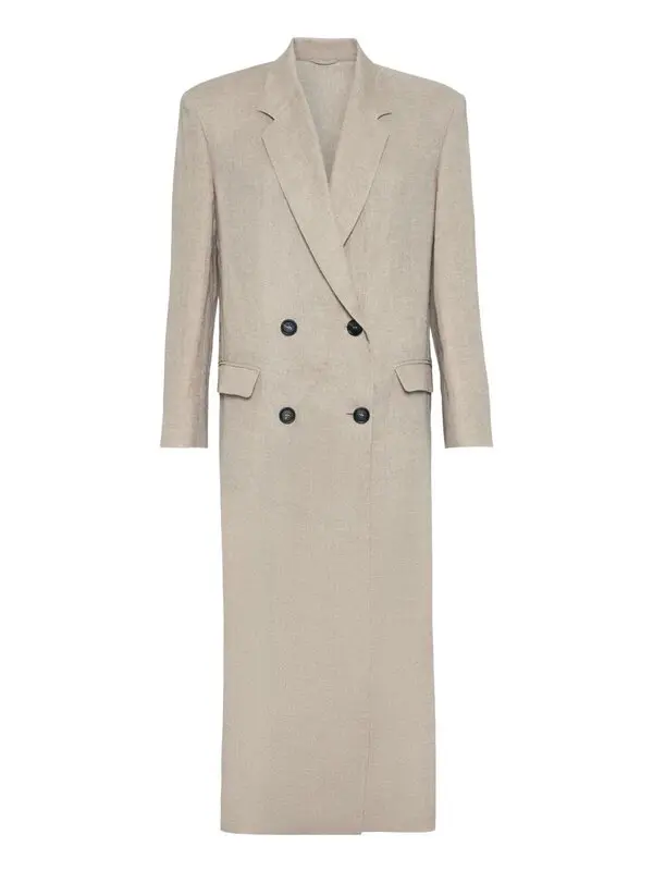 Brunello Cucinelli Double-breasted Linen Coat - Neutrals