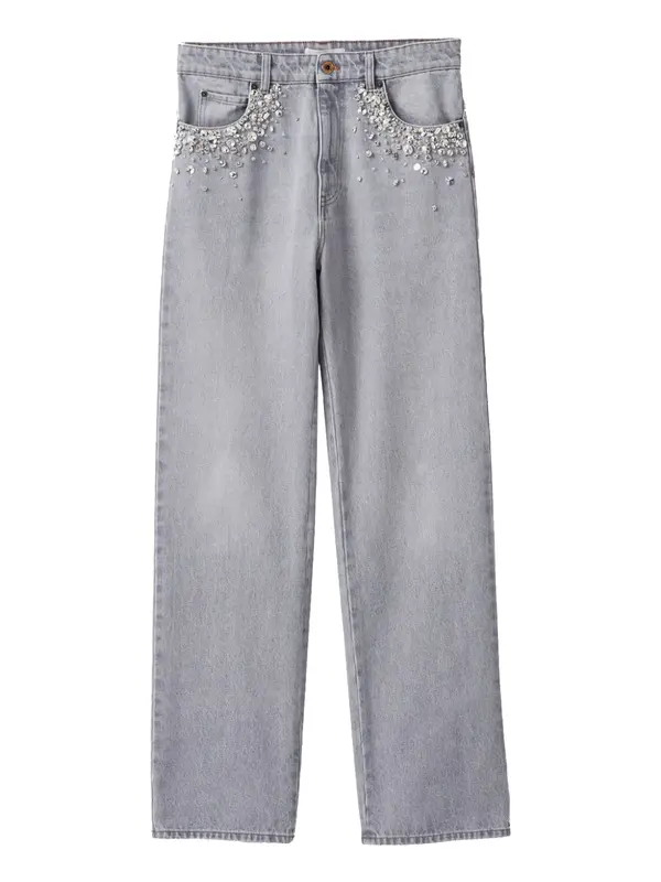 Miu Miu Embellished Straight-leg Jeans - Grey