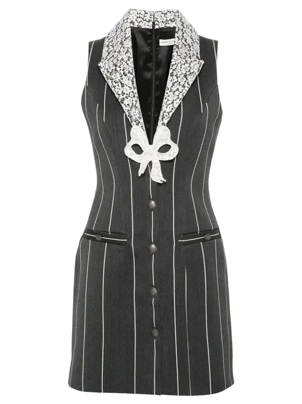 Alessandra Rich Sleeveless Pinstripe Mini Dress - Grey