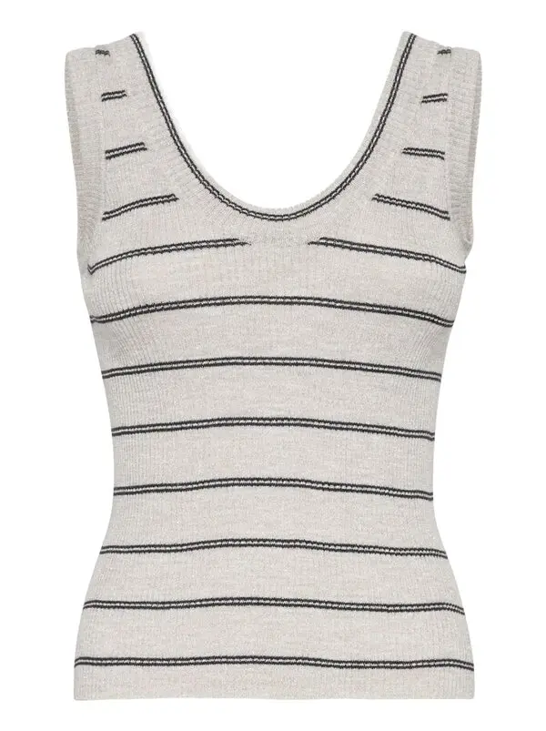 Brunello Cucinelli Striped Ribbed Tank Top - Neutrals