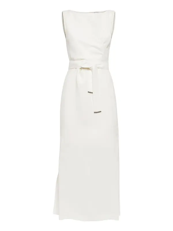 Brunello Cucinelli Belted Sleeveless Dress - Neutrals
