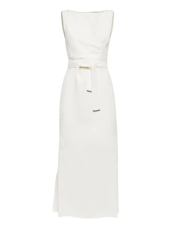 Brunello Cucinelli Belted Sleeveless Dress - Neutrals