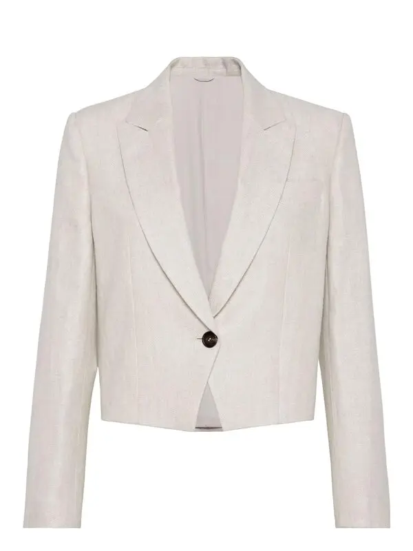 Brunello Cucinelli Cropped Linen Blazer - Neutrals