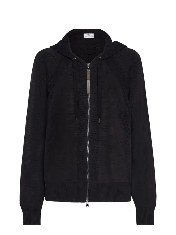 Brunello Cucinelli Zip-up Hooded Cardigan - Black