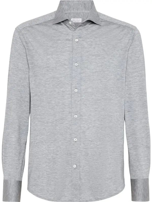 Brunello Cucinelli Silk-cotton Button-up Shirt - Grey