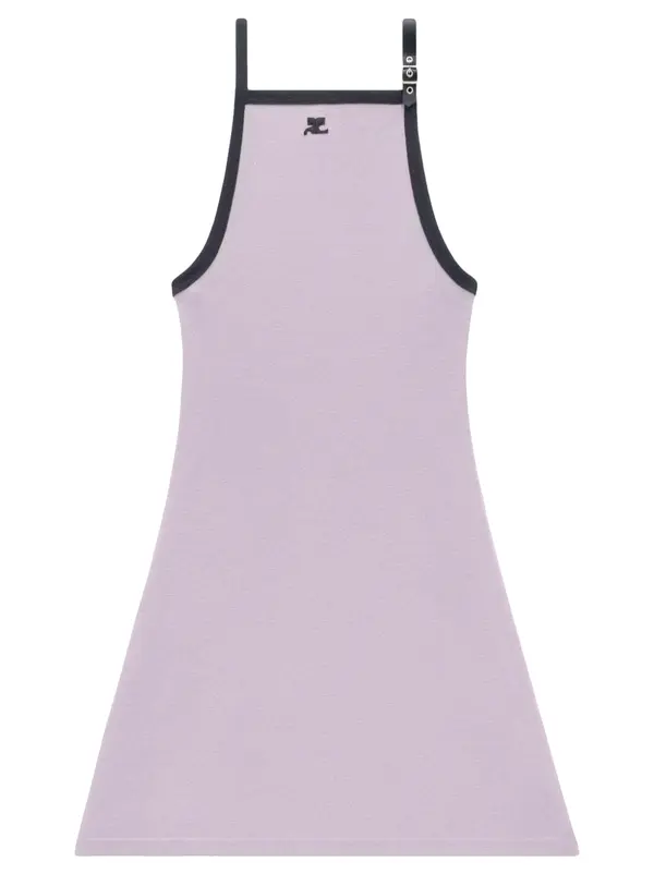 COURREGES Logo-embroidered Cotton Minidress - Purple