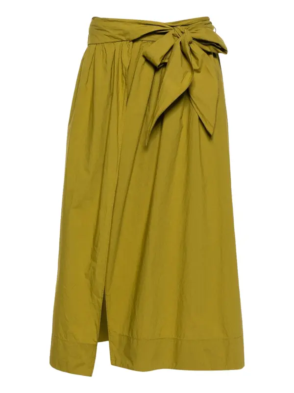 FORTE_FORTE Ruched Cotton Poplin Skirt - Green