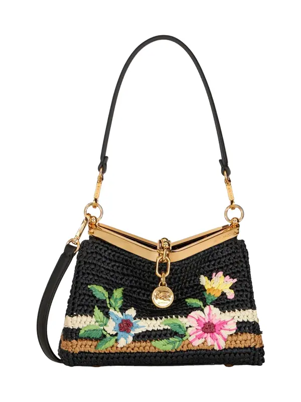 Etro Vela Floral-embroidered Crossbody Bag - Black