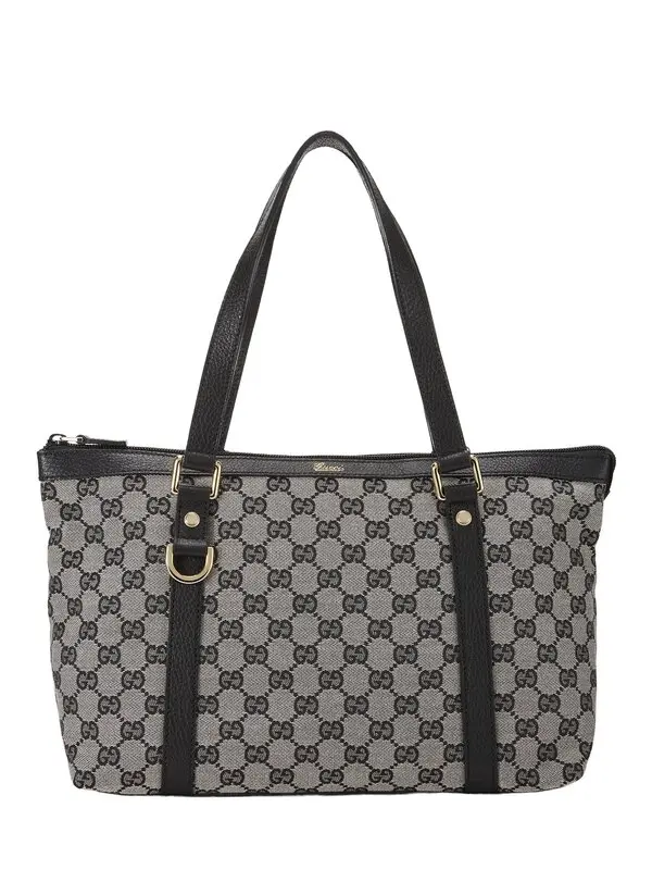 Gucci Gg Canvas Abbey Zip Tote - Black