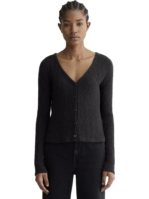 Everlane Cozy Rib Cardigan - Black