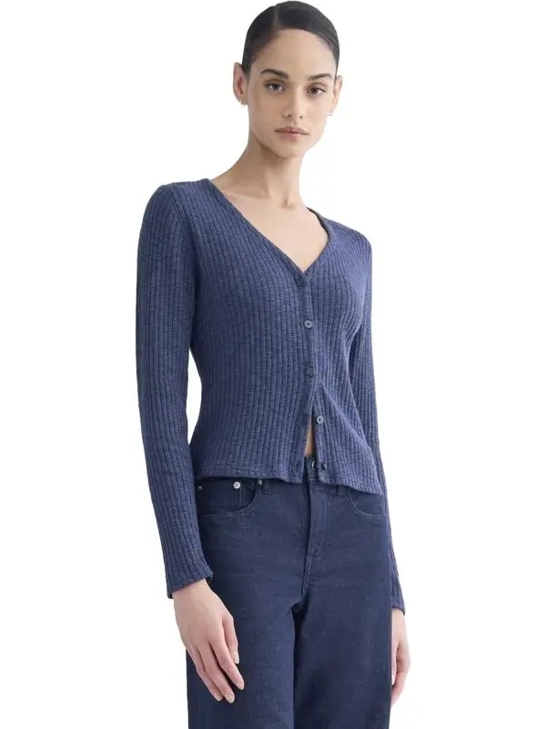 Everlane Cozy Rib Cardigan - Mood Indigo