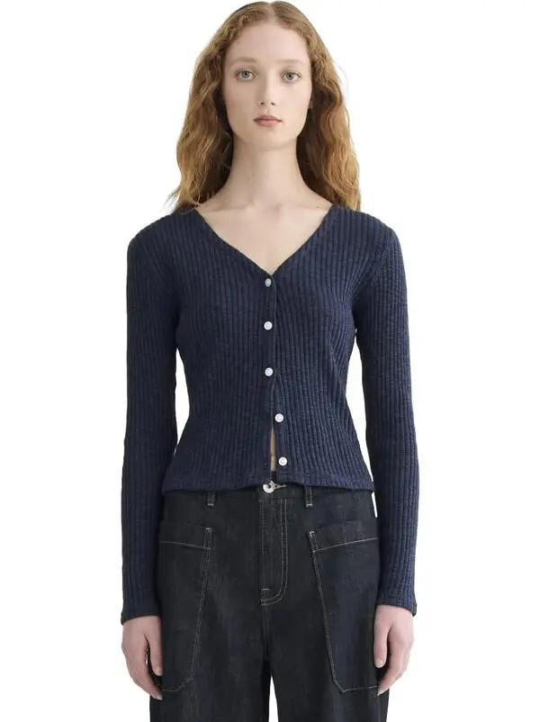 Everlane Cozy Rib Cardigan - Navy