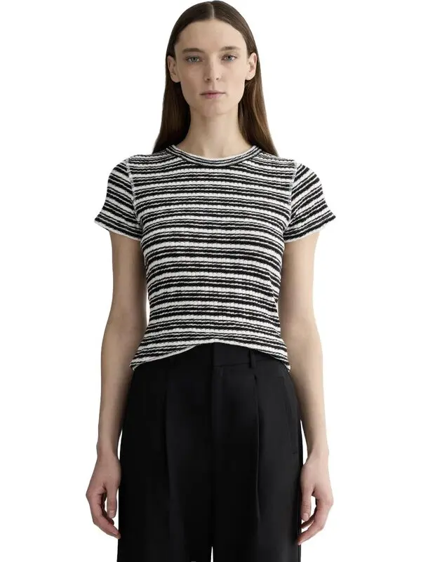 Everlane Cozy Rib T-shirt - Bone/black