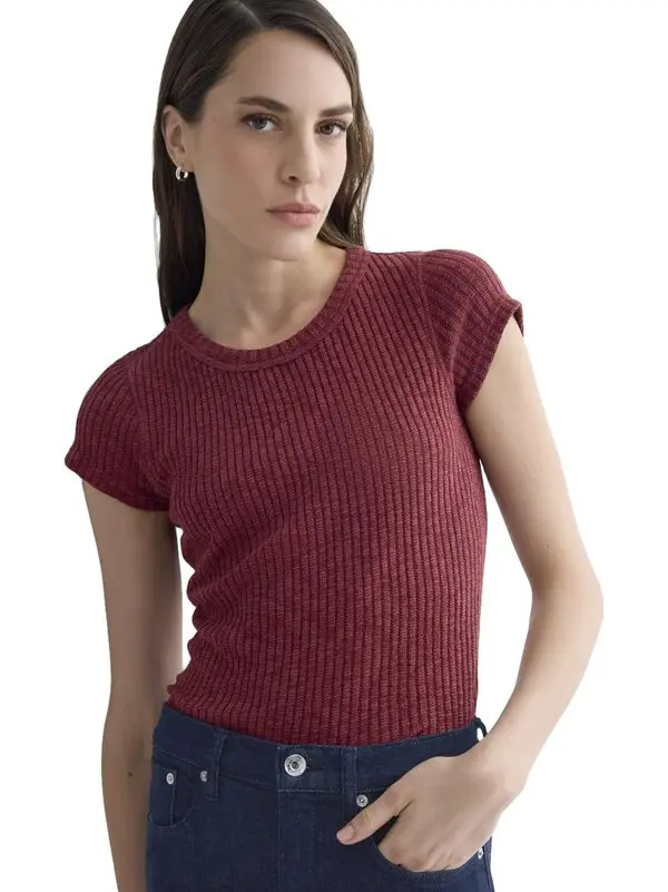 Everlane Cozy Rib T-shirt - Pomegranate