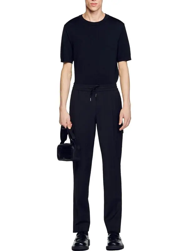 Sandro Elasticated Cargo Trousers - Black