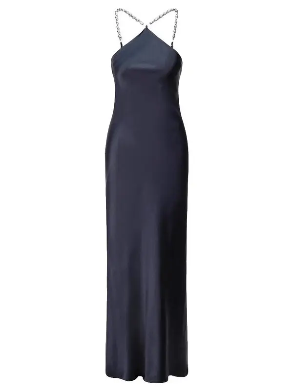 Staud Cadence Satin Maxi Dress - Navy