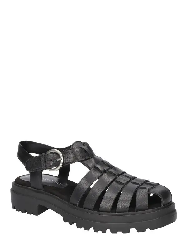 BELLA VITA Sinclaire Fisherman Sandal - Black Leather