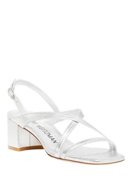 STUART WEITZMAN Oasis 50 Block Sandal - Silver