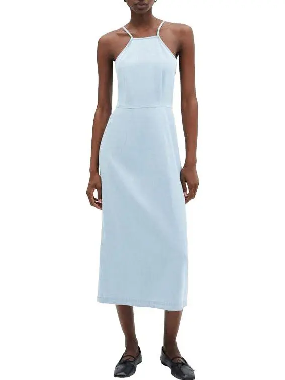 Mango Denim Midi Dress - Light Blue