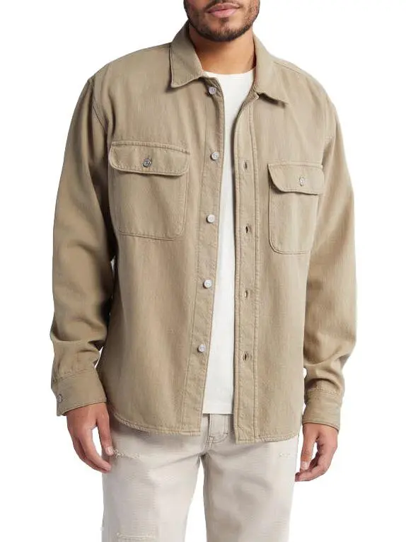 FRAME Textured Terry Overshirt - Dark Beige