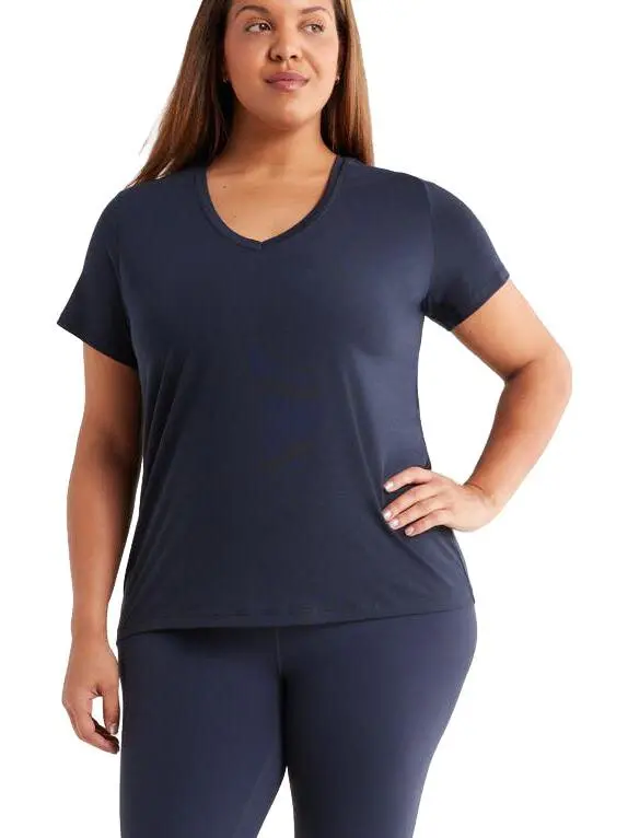 Zella Breathe Active V-neck Tee - Navy Sapphire