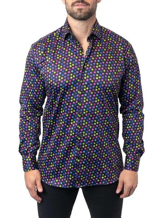 MACEOO Fibonacci Skittles Contemporary Fit Button-up Shirt - Black