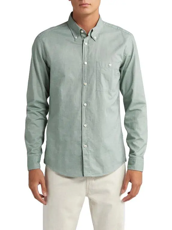 BOSS Roan Solid Button-down Shirt - Open Grn