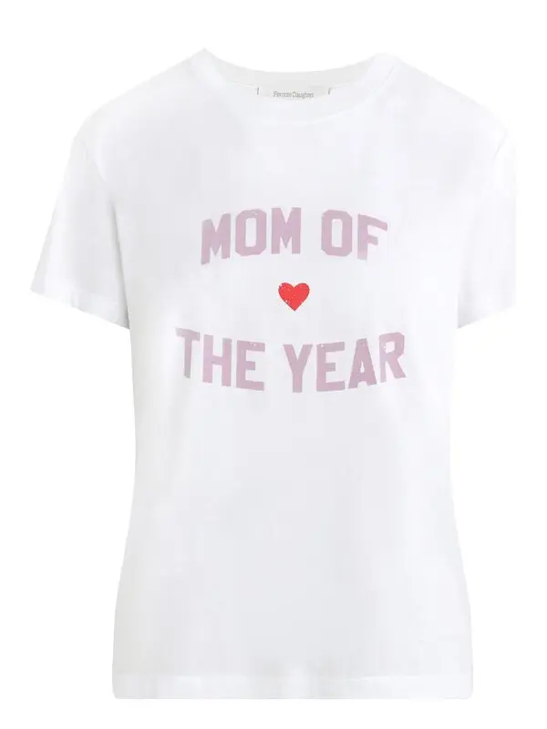 FAVORITE DAUGHTER Mom Of The Year Graphic T-shirt - White W/ Wisteria