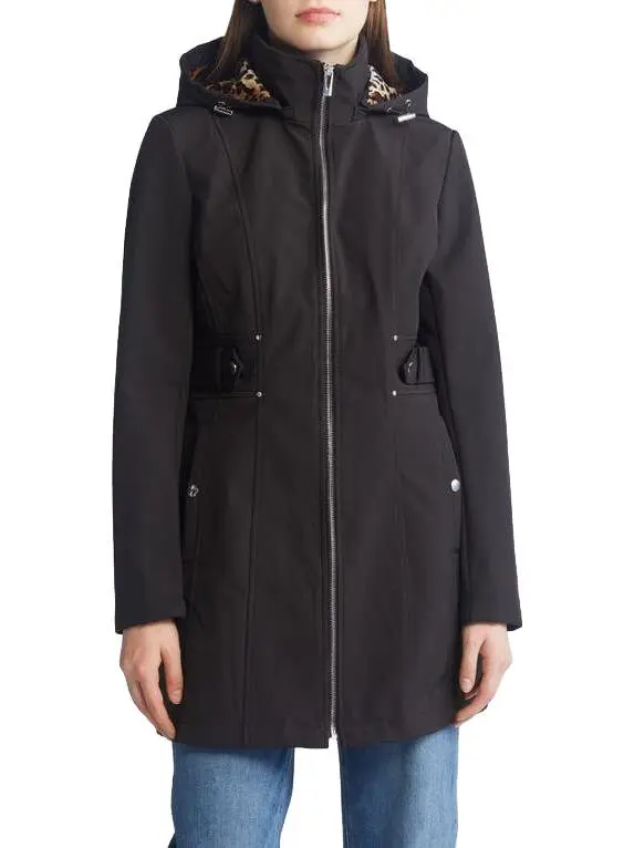 Via Spiga Water Repellent Hooded Softshell Jacket - Black