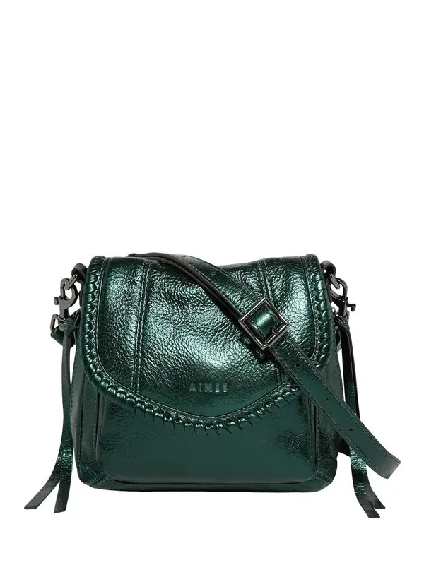 AIMEE Genuine Calf Hair & Leather Mini Crossbody Bag - Metallic Forest