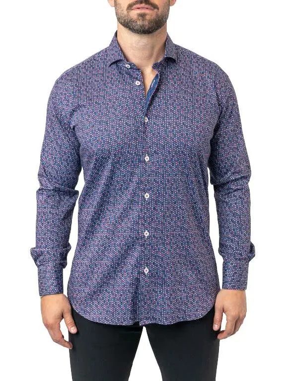 MACEOO Einstein Stretchchain 60 Multi Contemporary Fit Button-up Shirt - Purple