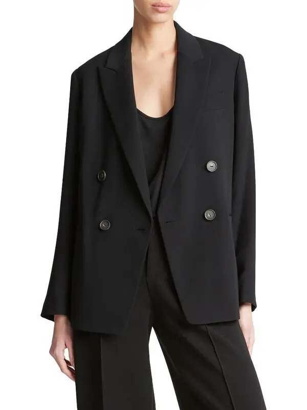 Vince Double-breasted Crepe Blazer - Black