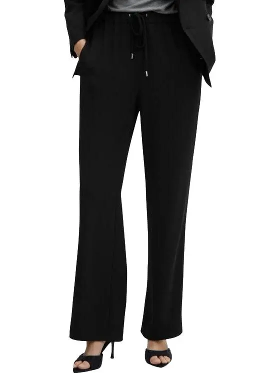 Mango Straight Leg Drawstring Pants - Black