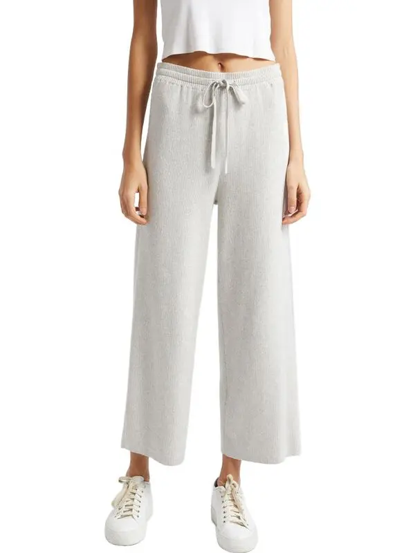ATM Anthony Thomas Melillo Cotton & Cashmere Rib Wide Leg Pants - Ash Grey