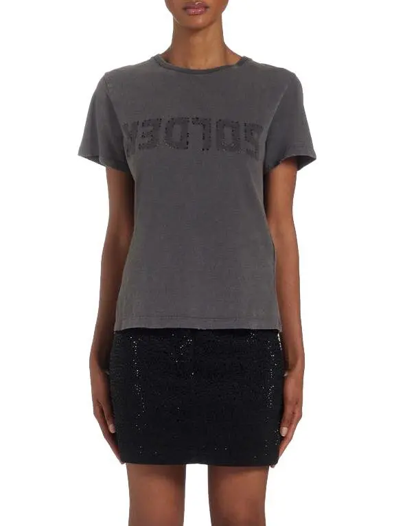GOLDEN GOOSE Distressed Logo Graphic T-shirt Dress - Anthracite