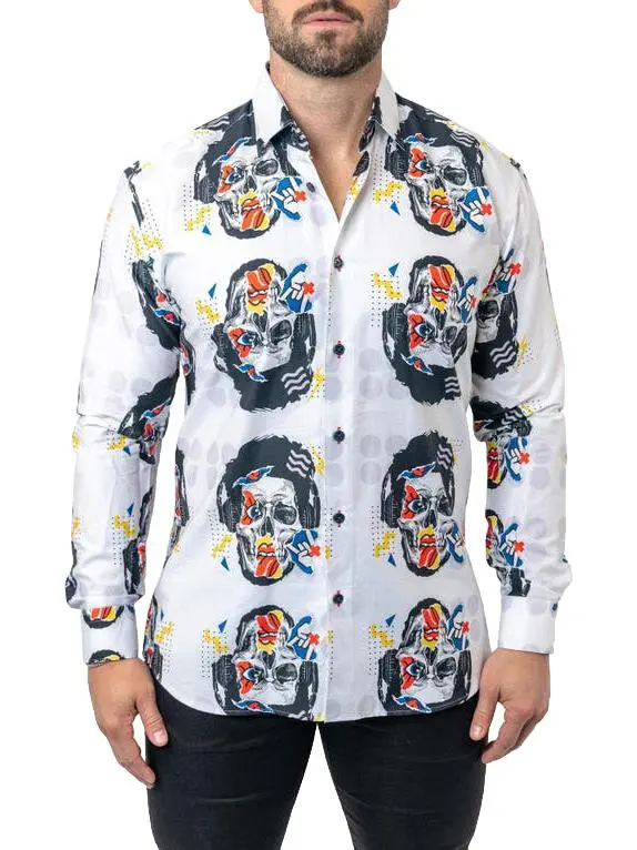 MACEOO Fibonacci Stretchskullpuppet Performance Button-up Shirt - White