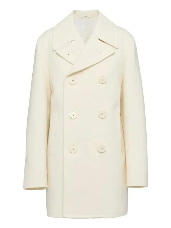 Prada Double-breasted Wool Coat - White