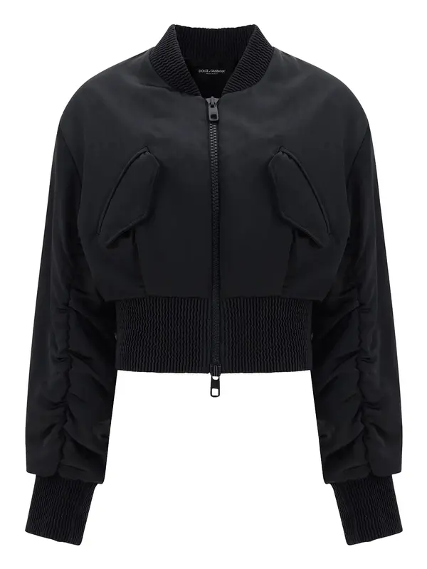 Dolce & Gabbana Cropped Bomber Jacket - Black