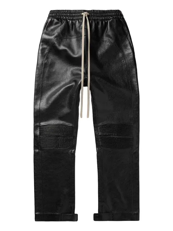Fear Of God Slim-fit Straight-leg Full-grain Leather Trousers - Black