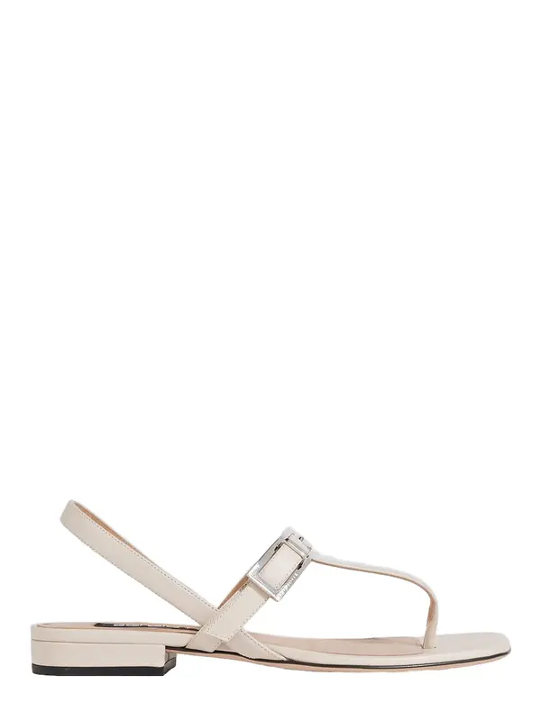 SERGIO ROSSI Sr Nora Leather Slingback Sandals - Ecru
