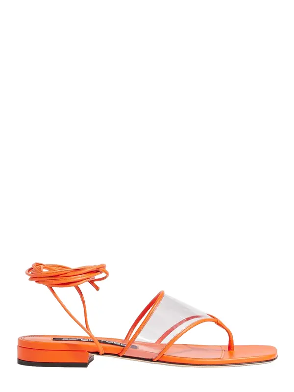 SERGIO ROSSI Sr Lunettes 15 Leather And Pvc Sandals - Orange
