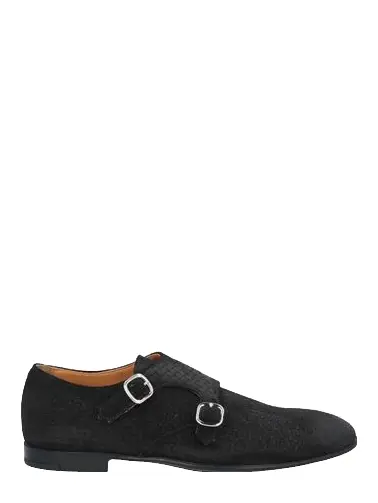 DOUCAL'S Leather Monk Strap Loafers - Black